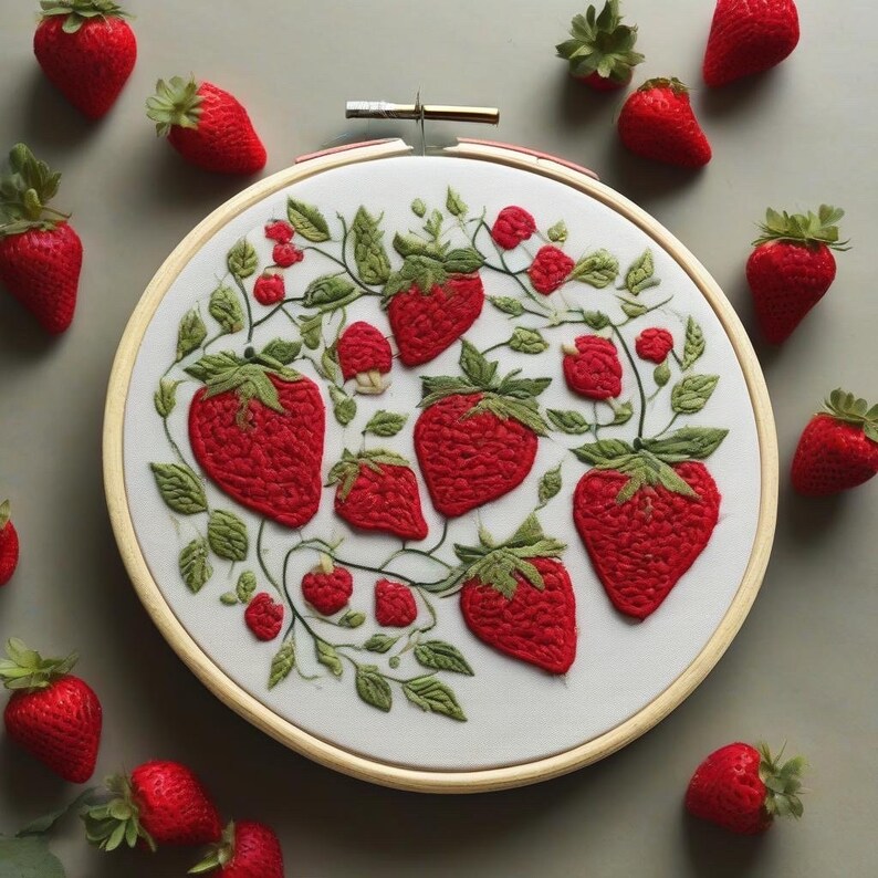 Summer Strawberry Embroidery Template, Pdf, Digital Download, Summer ...