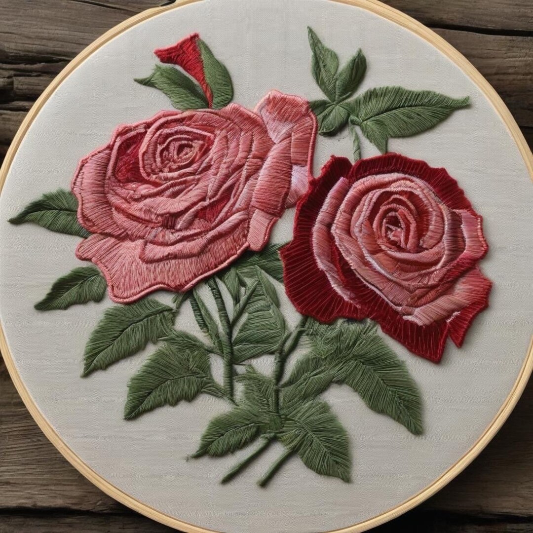 Rose Hand Embroidery Pattern, Flower Pattern, Embroidery DIY, Spring ...