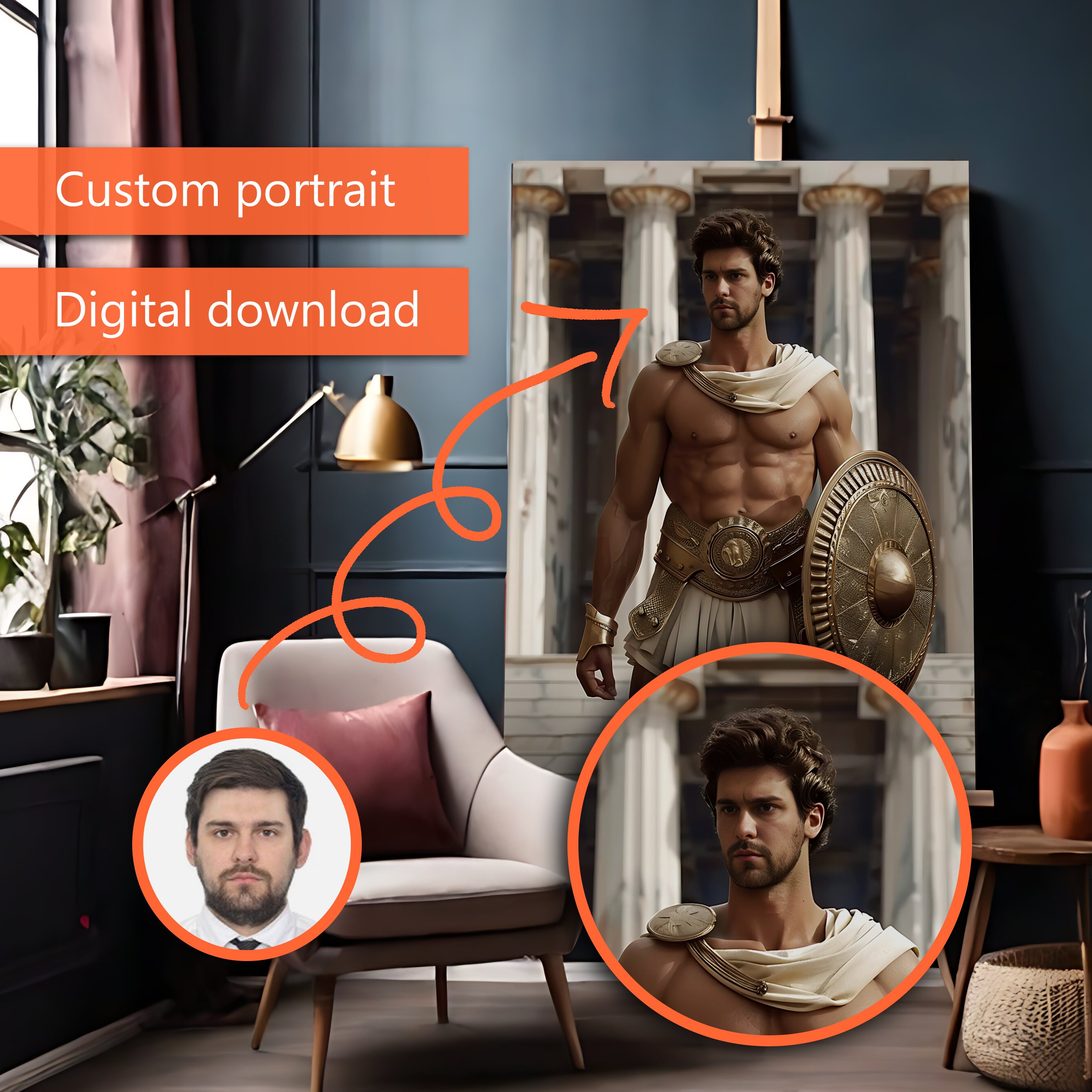 Face Swap, Custom Greek Mythological God Portrait, Greek Mythology ...