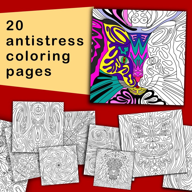 20 Anti-stress Coloring Pages, Adult Coloring Pages, Stress Relieve ...