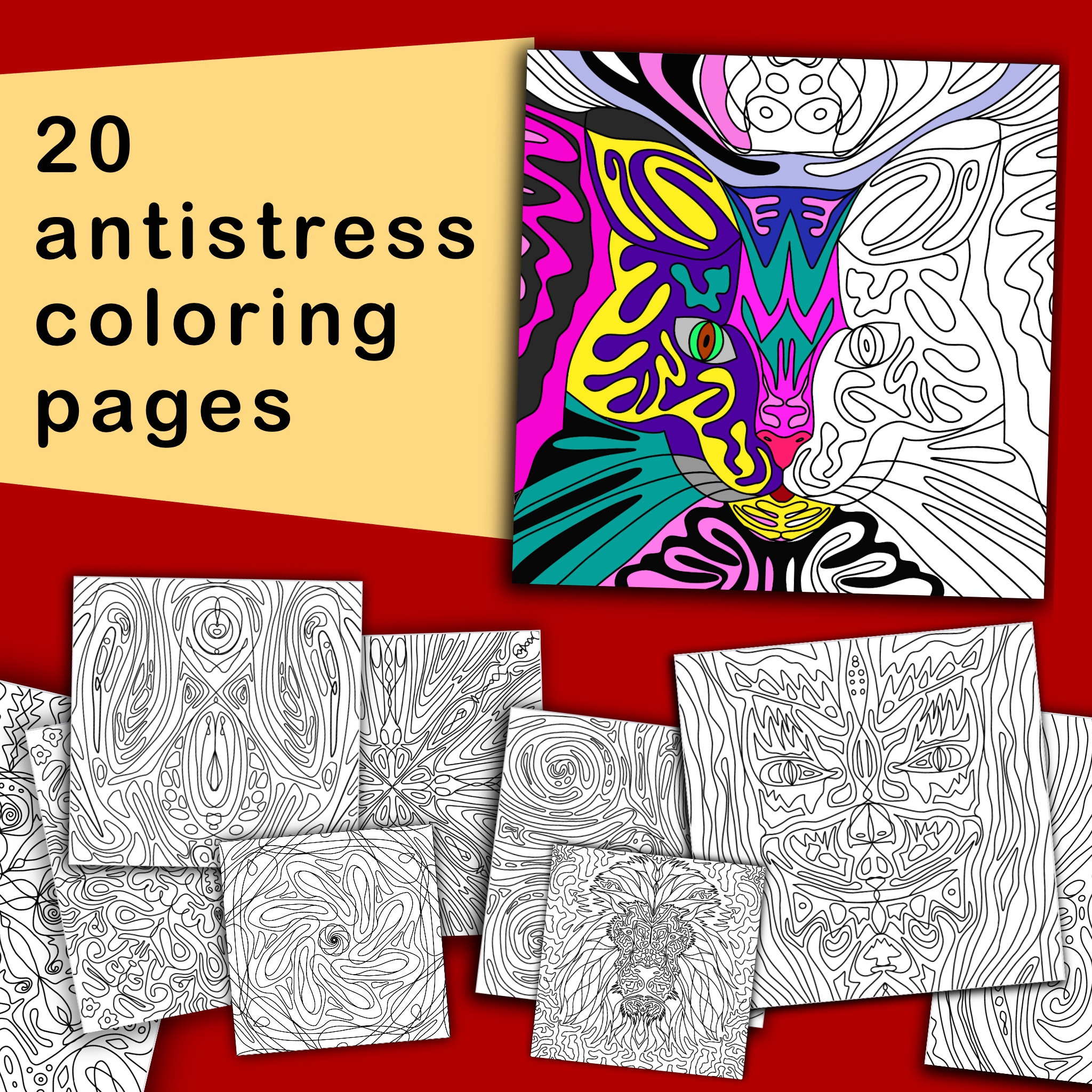 20 Anti-stress Coloring Pages, Adult Coloring Pages, Stress Relieve ...