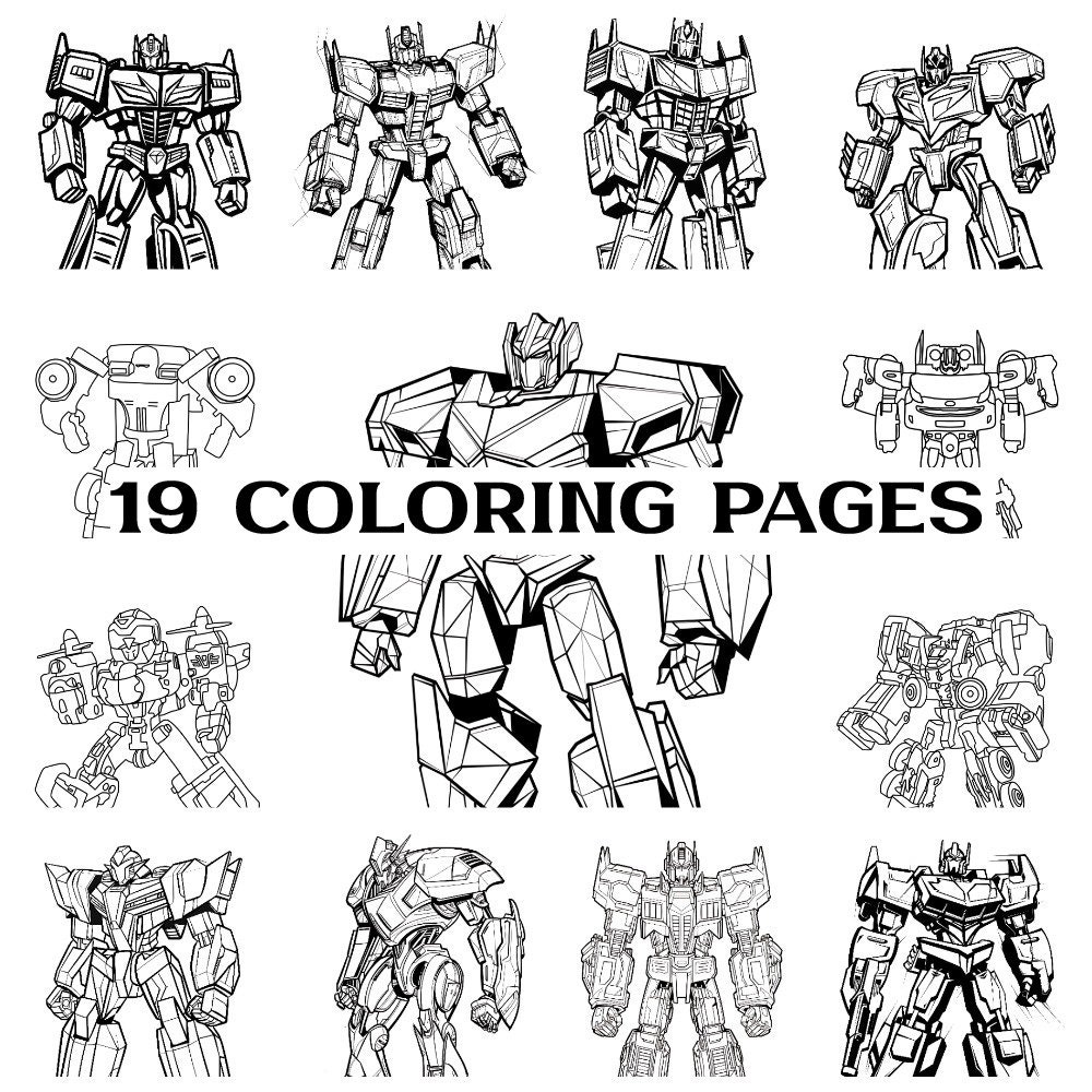 Robot Coloring Pack for Kids, 19 Printable Pages, Instant Download PDF ...