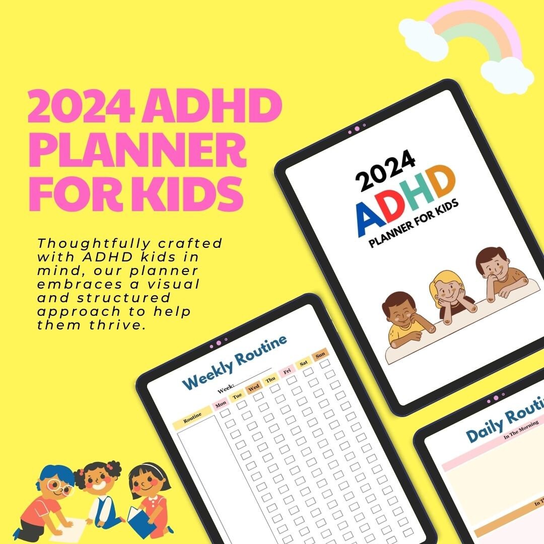 2024 ADHD Kid Planner Digital Planner for Kids ADHD Planner Fun Planner ...