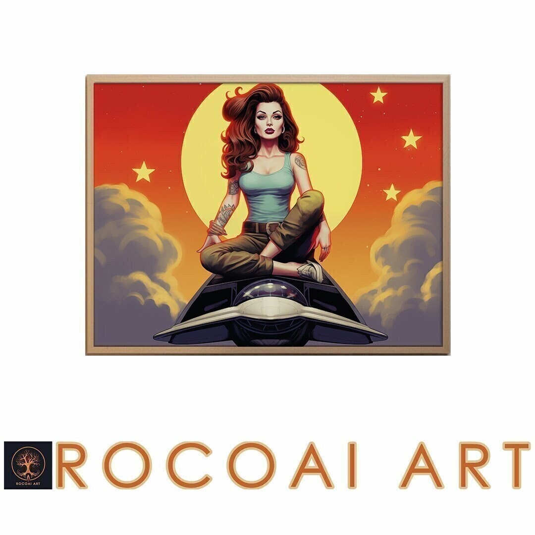 PRINTABLE WALL Art - Rocket Girl Portraits, Pin-up Poster, AI Wall Art ...