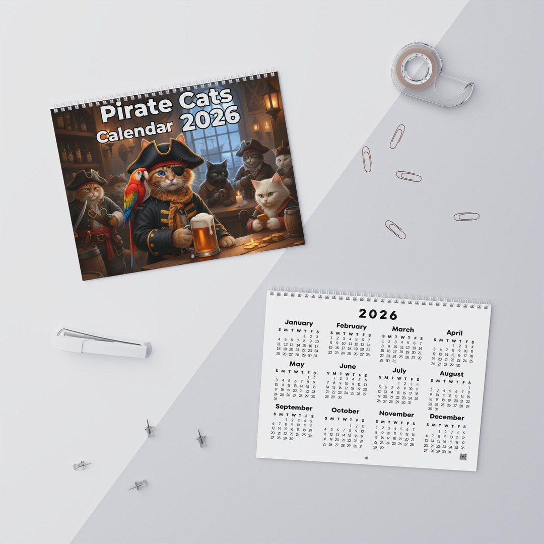 Pirate Cats Calendar 2026, 2026 Wall Calendars, Funny Cute Cat Gift ...