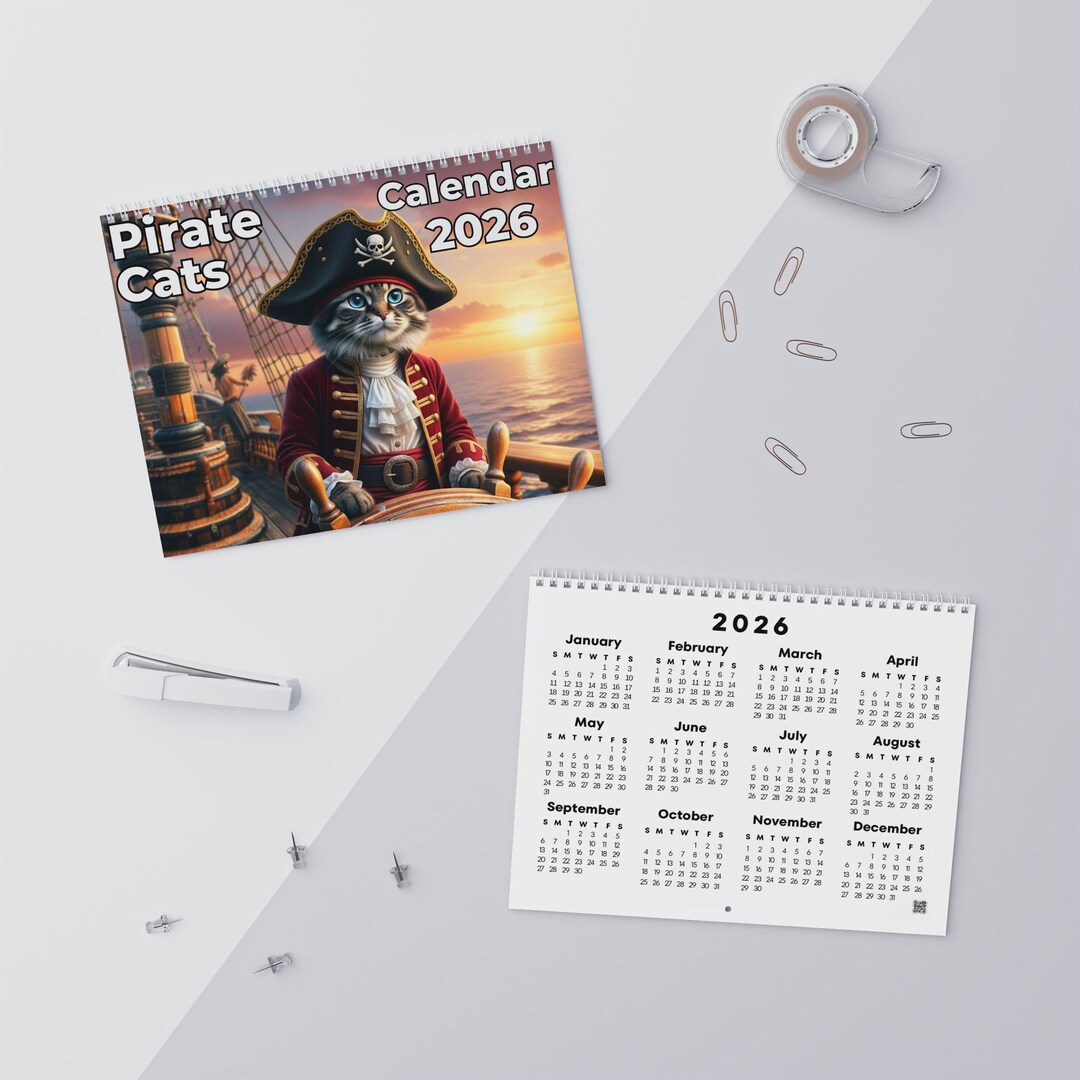 Pirate Cats Calendar 2026, 2026 Wall Calendars, Funny Cute Cat Gift ...