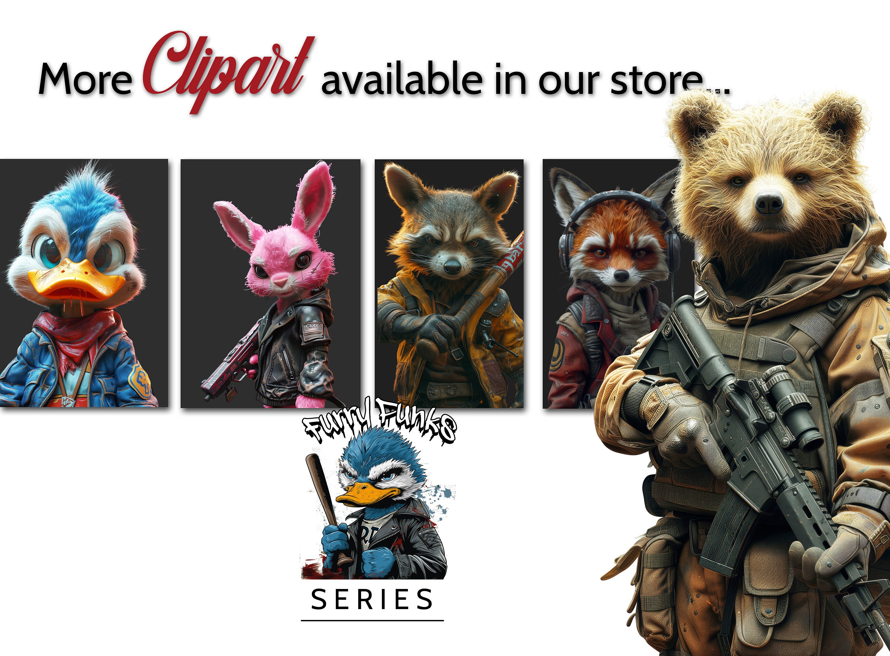 Furry Punk Clipart: Aggressive Duck, Dystopic - Etsy