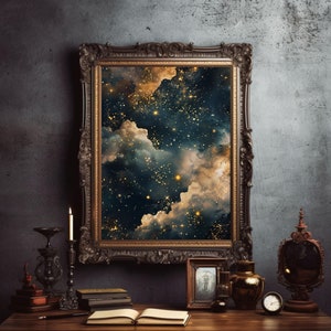 Moody Celestial Print - Dark Academia Decor | Starry Night & Night Sky ...