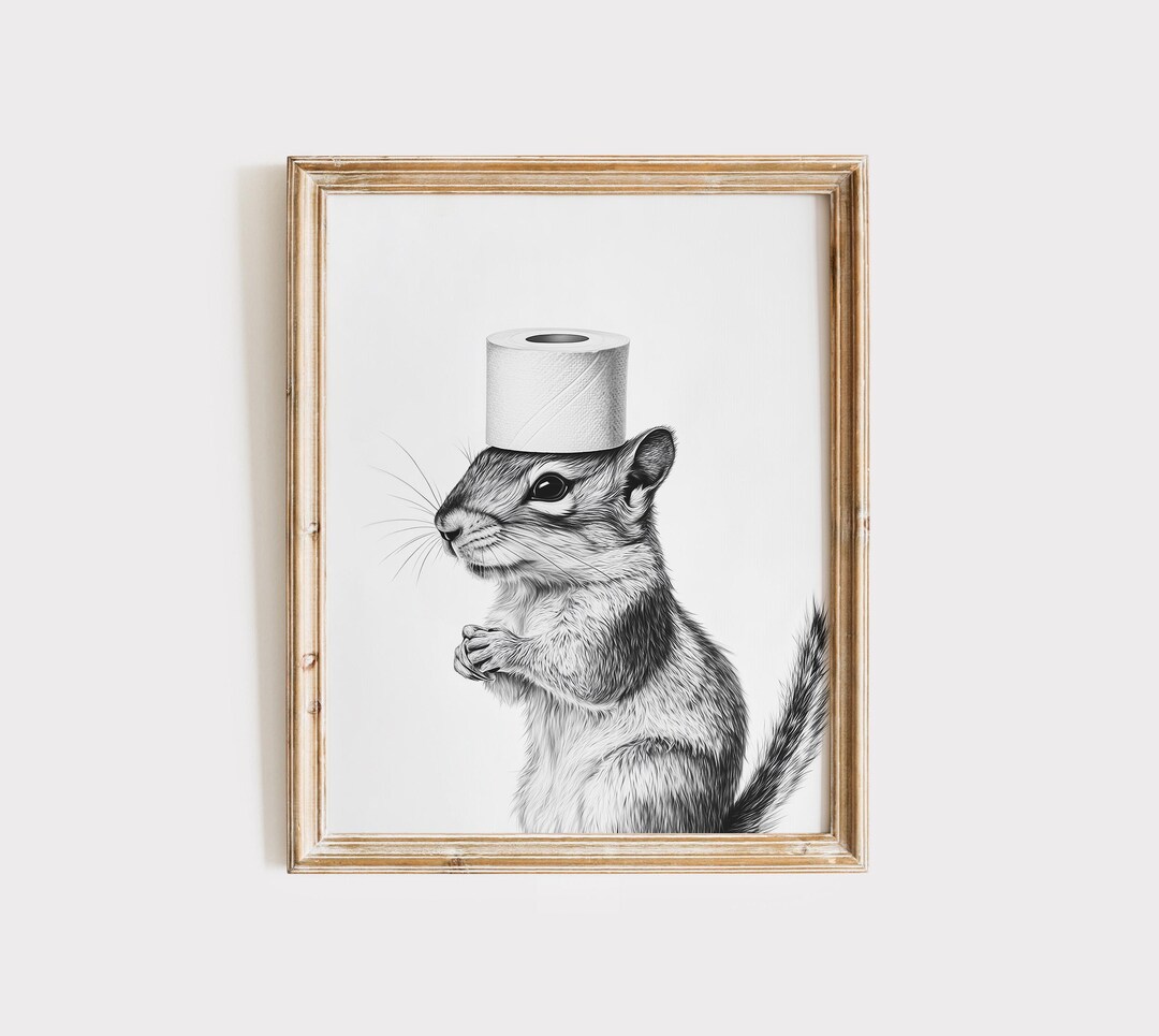 Chipmunk Poster Animal Bathroom Poster Chipmunk Gift Chipmunk Art ...