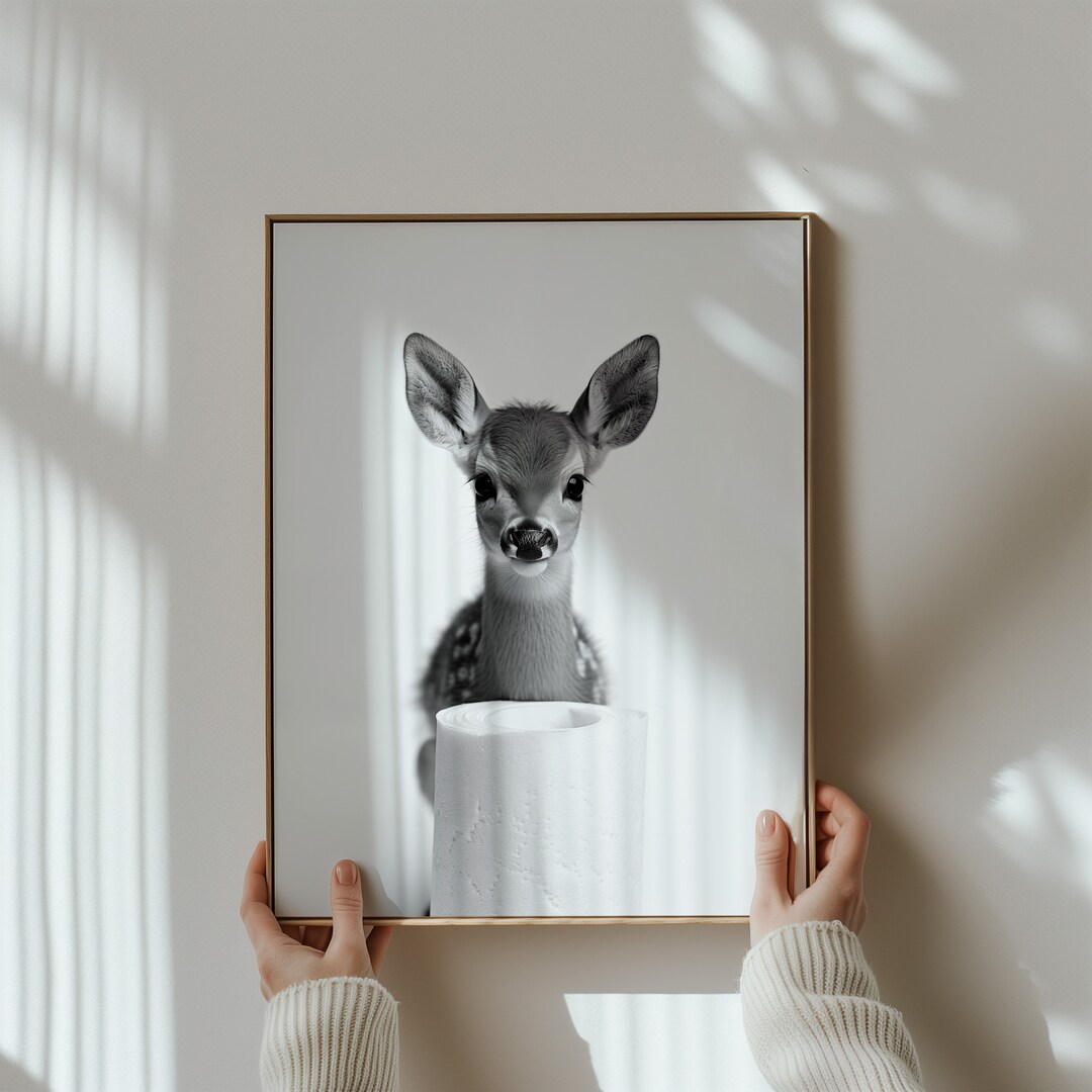 Deer Poster Animal Bathroom Poster Animal Wall Art Deer Gift Bathroom ...