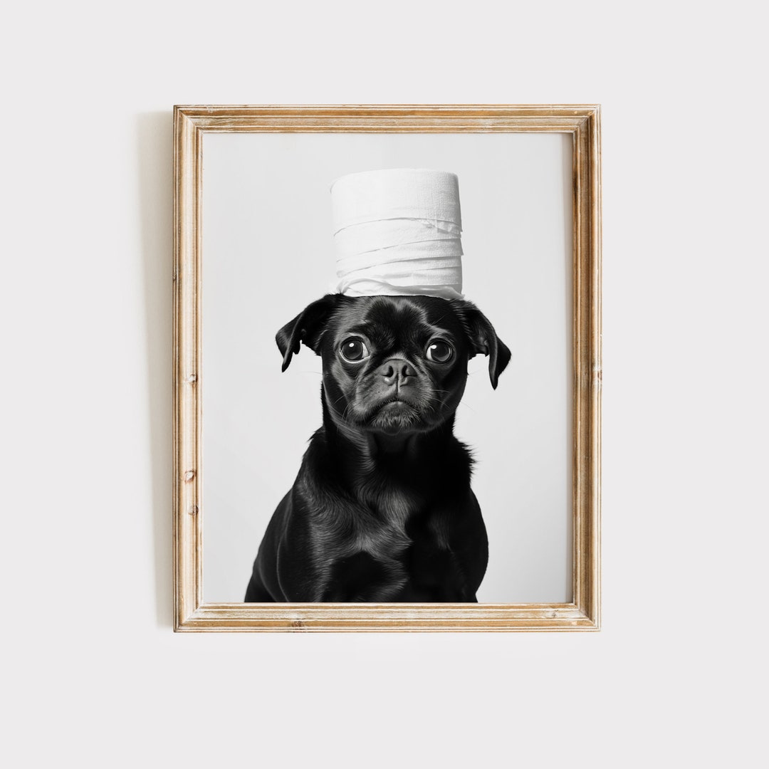 Pug Poster | Pug Print | Pug Animal Bathroom Wall Decor | Pug Art | Pug ...