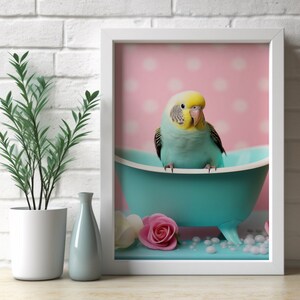 Budgie, Budgie Print, Budgie Poster, Budgie Animal Bathroom Decor ...
