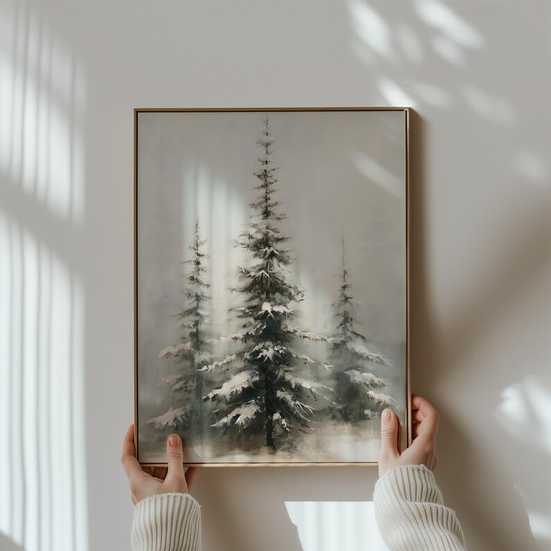 Winter Forest Print, Snowy Tree Poster, Christmas Countdown Print ...