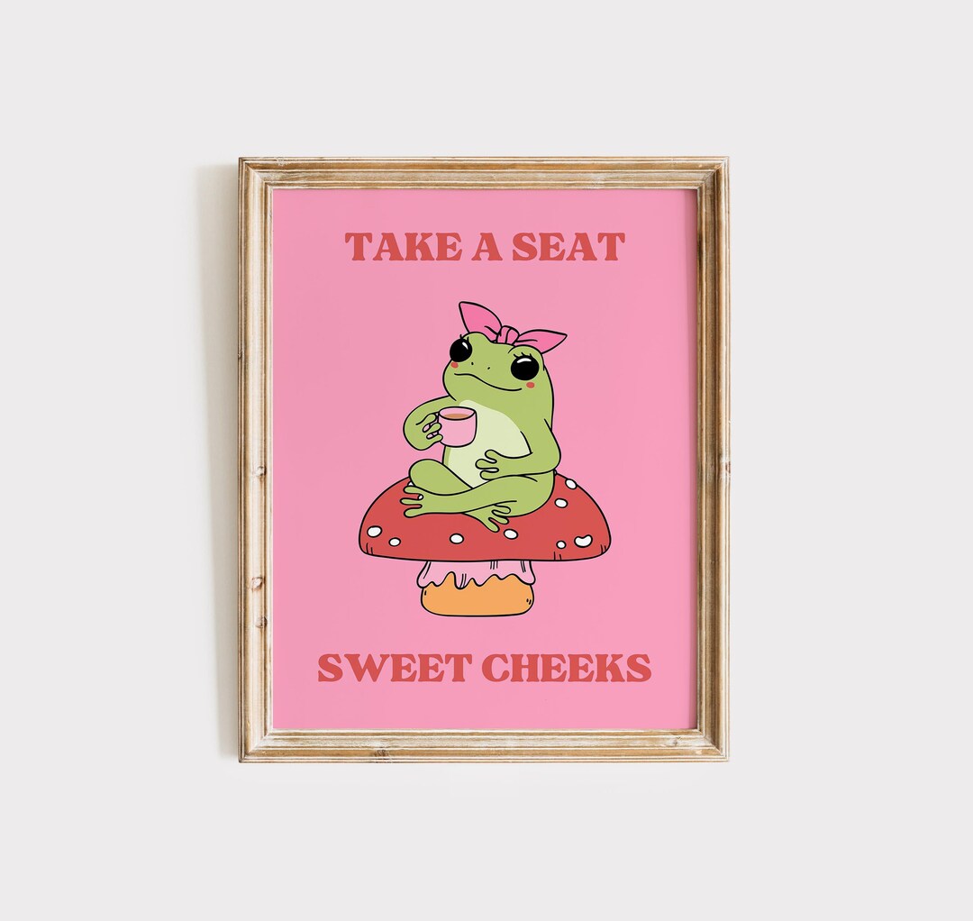 Retro Frog Poster Funny Quote Bathroom Print Rude Toilet Art Frog ...