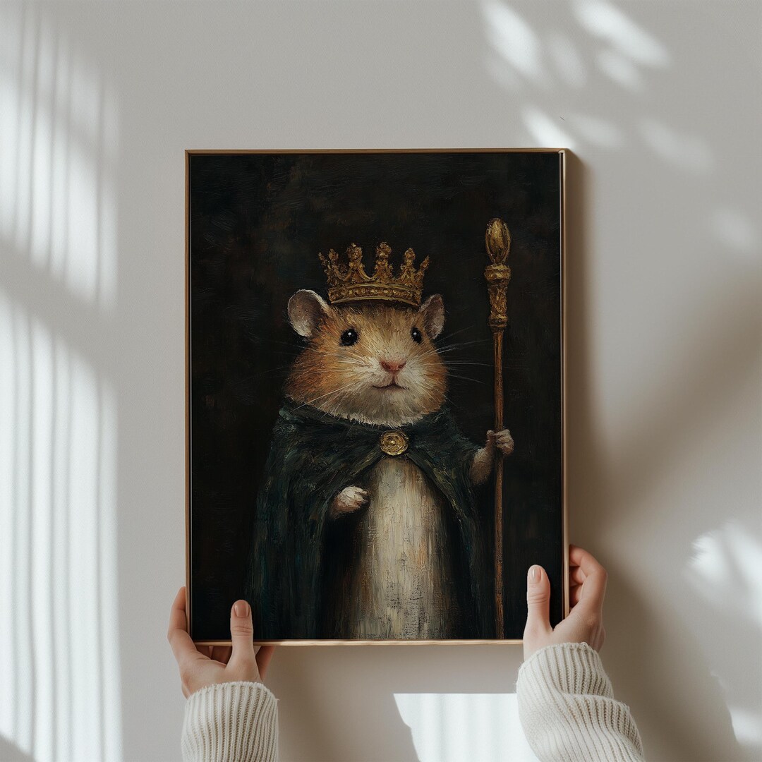 Royal Hamster Art Print, Dark Academia Pet Portrait (digital Download ...