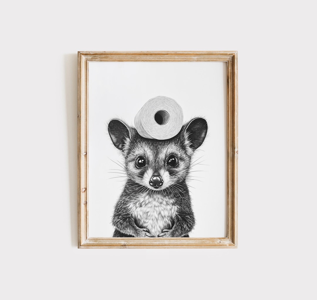 Possum Poster Animal Bathroom Poster Possum Gift Possum Art Bathroom ...