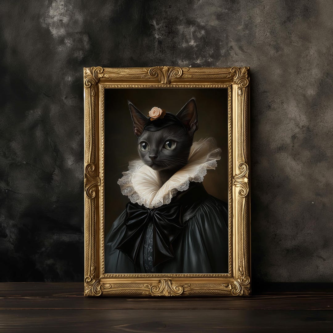 Gothic Cat in Dress, Anthropomorphic Cat Poster, Whimsigoth Decor ...