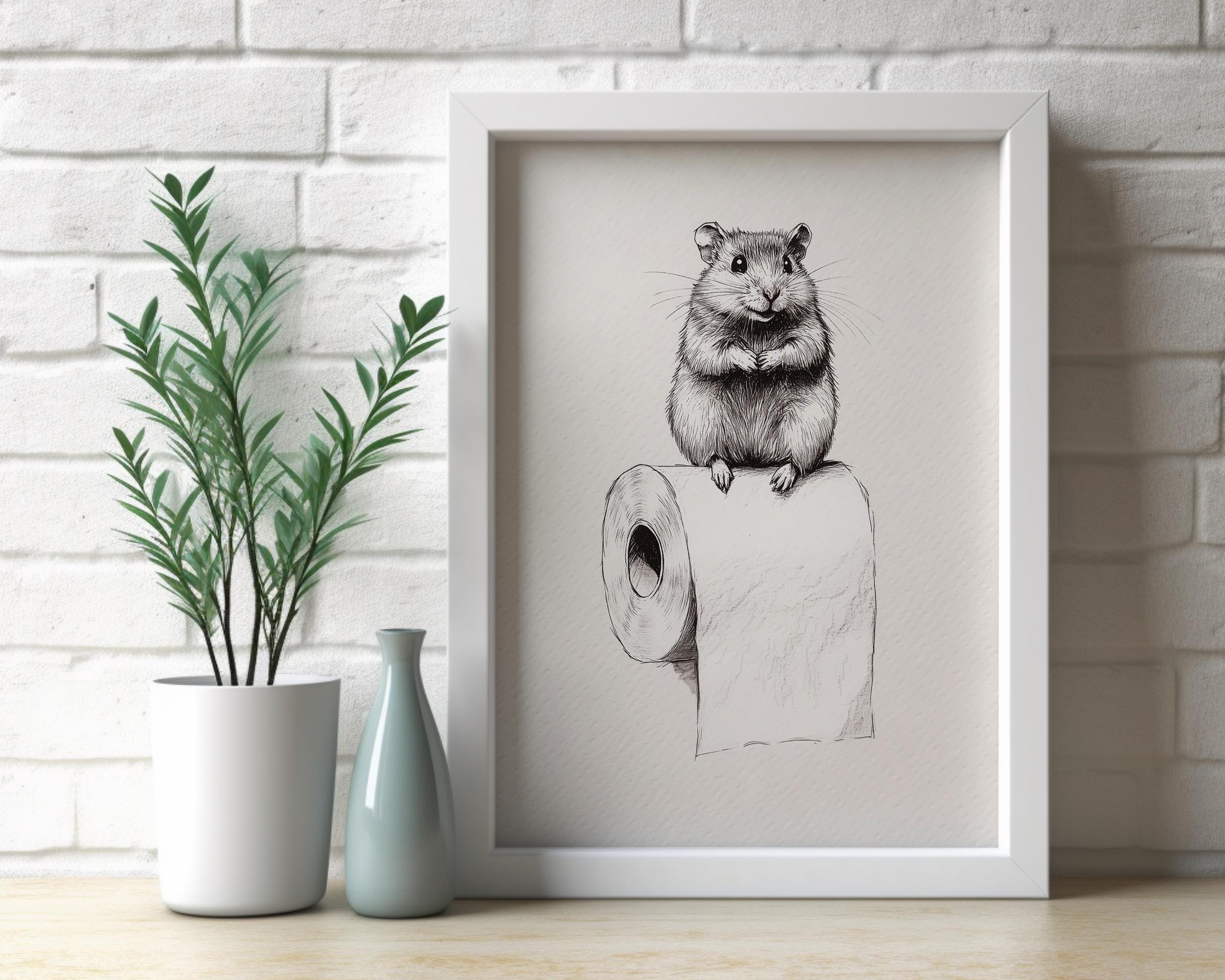 Hamster Poster Animal Bathroom Poster Hamster Gift Hamster Art Bathroom ...