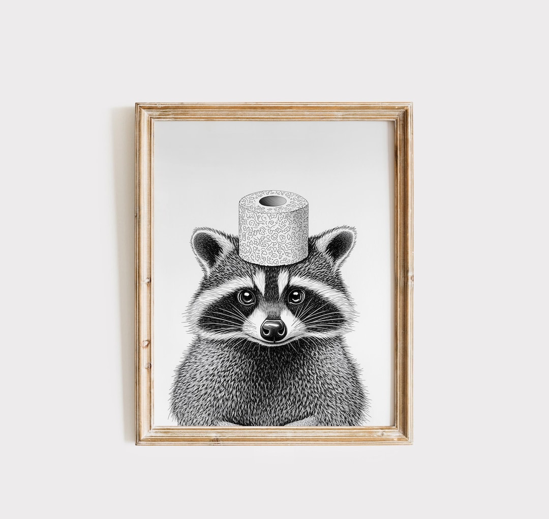 Racoon Painting, Raccoon, Racoon, Racoon Gift Print, Animal Bathroom ...