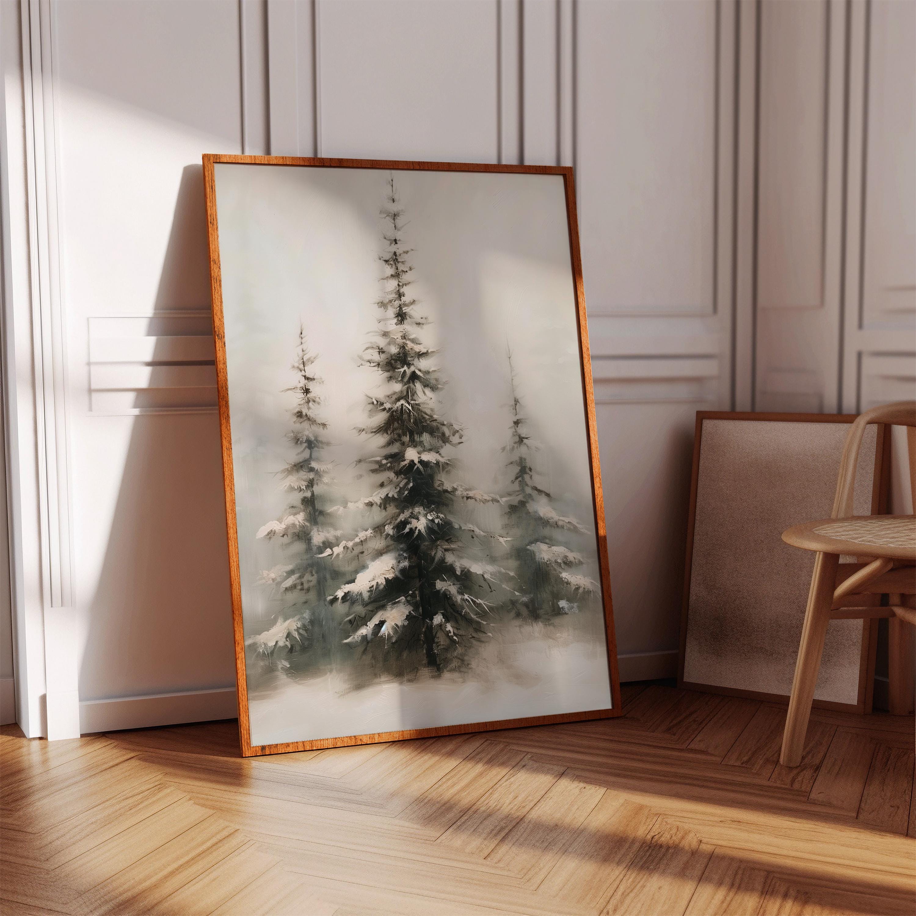 Winter Forest Print, Snowy Tree Poster, Christmas Countdown Print ...