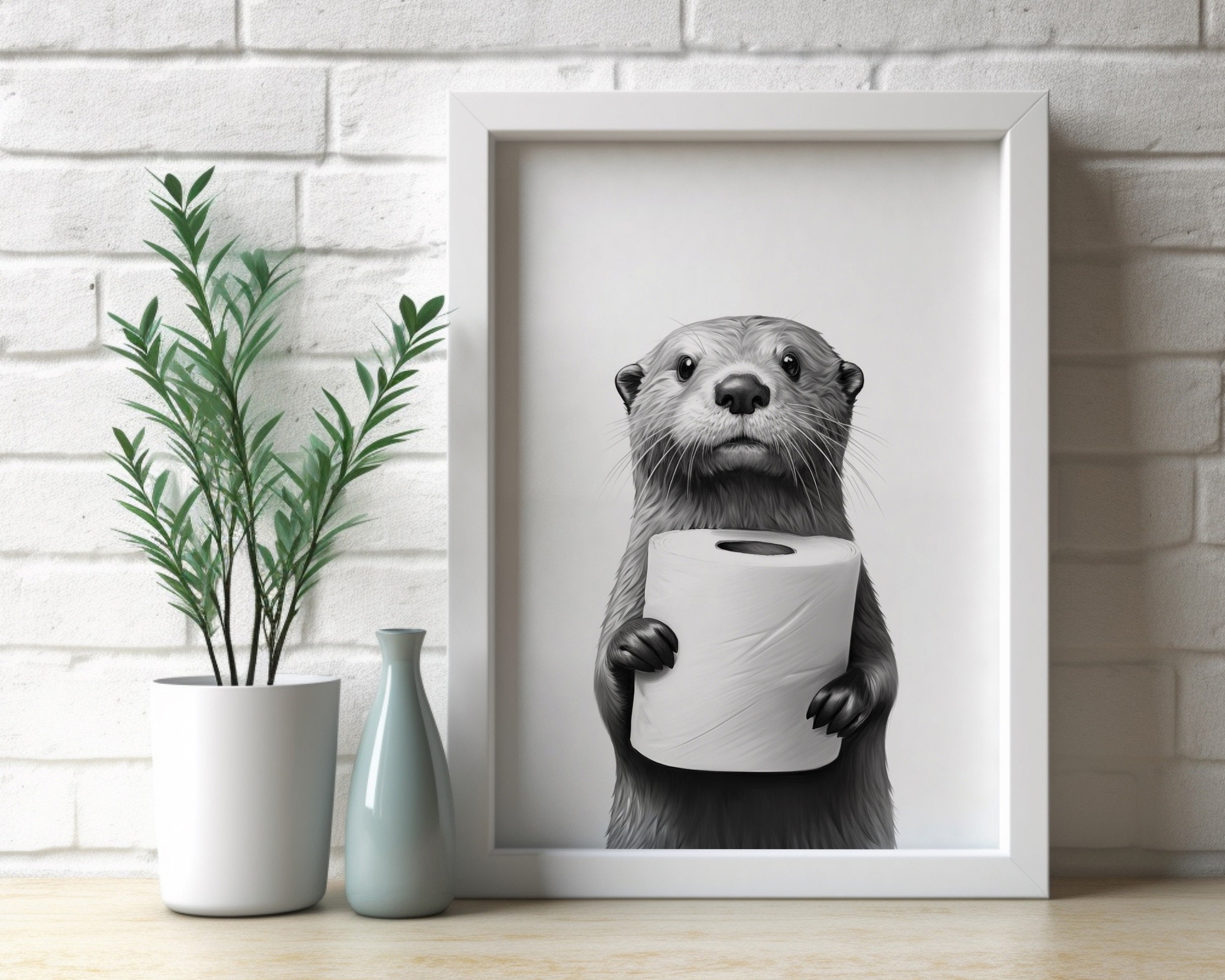 Otter Poster Animal Bathroom Poster Otter Gift Otter Art Bathroom Wall ...