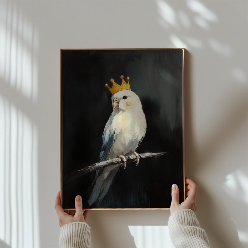 Budgie Art, Budgie Poster, Budgie Print, Budgie Gift, Dark Academia ...