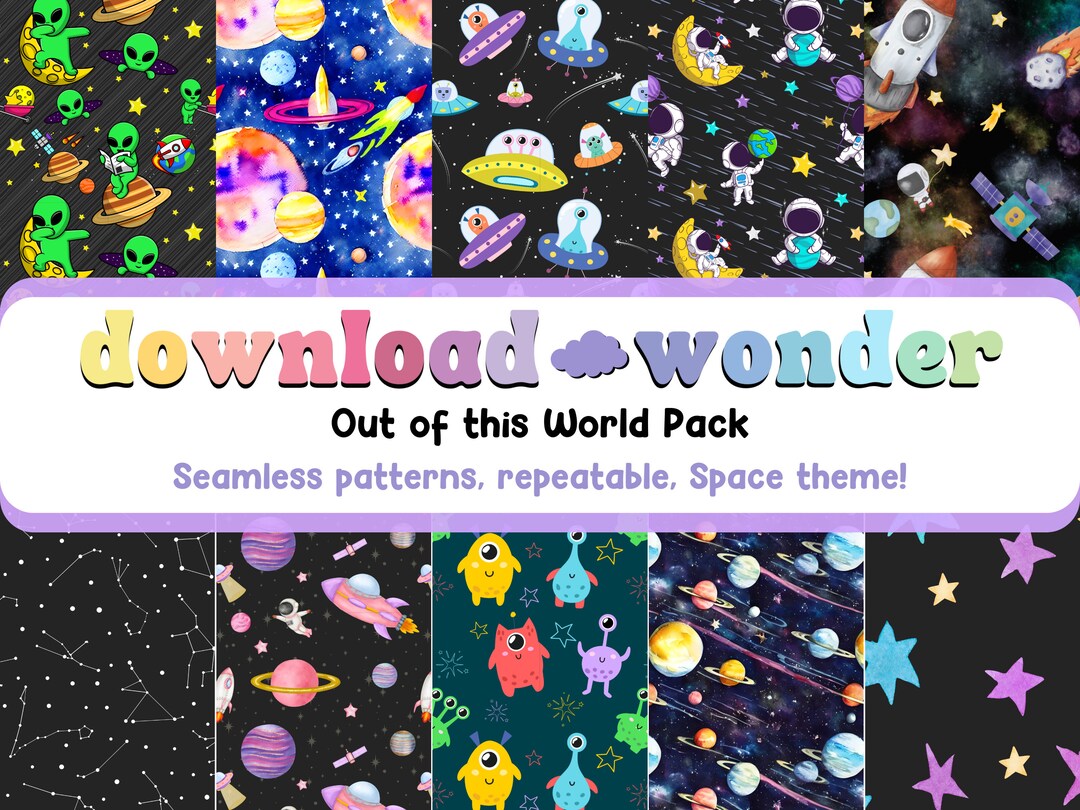 Seamless Space Theme Pattern Paper, Seamless Digital Paper, Download ...