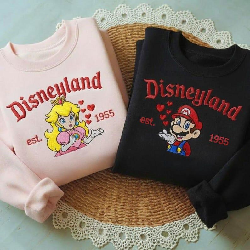 Embroidered Super Mario & Princess Peach Sweatshirt, Nintendo Valentine ...