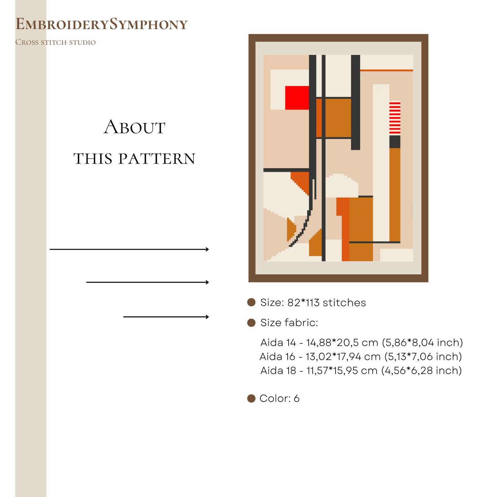 Abstract Cross Stitch Pattern Cubism, Beige, Interiors Embroidery Pdf ...