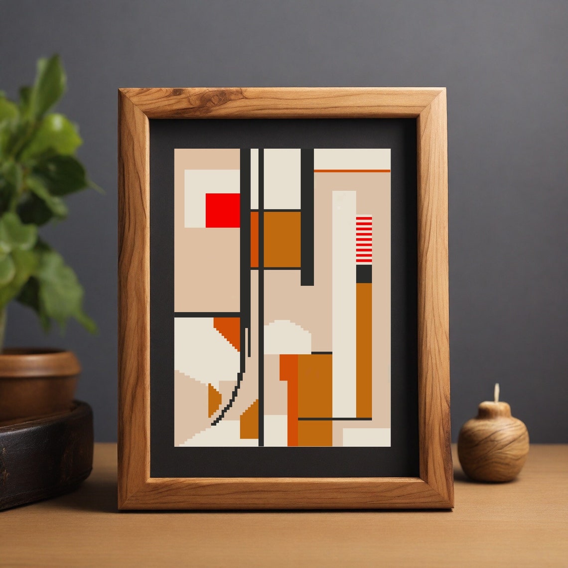 Abstract Cross Stitch Pattern Cubism, Beige, Interiors Embroidery Pdf ...