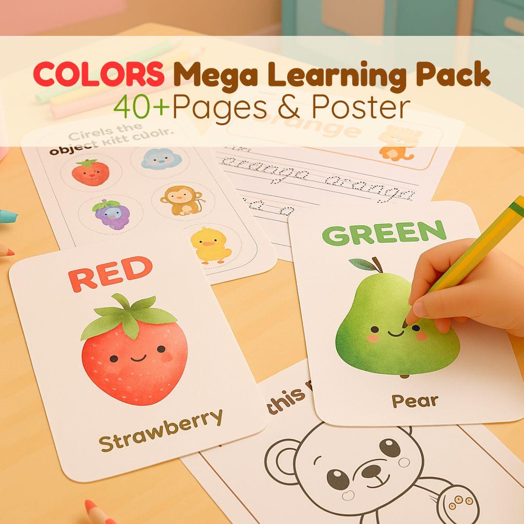 Color Learning Pack – Flashcards, Worksheets, Games & Poster (PDF) - Etsy