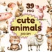 Cute Animal Clipart, 39 PNG Illustrations, Commercial Use (digital ...
