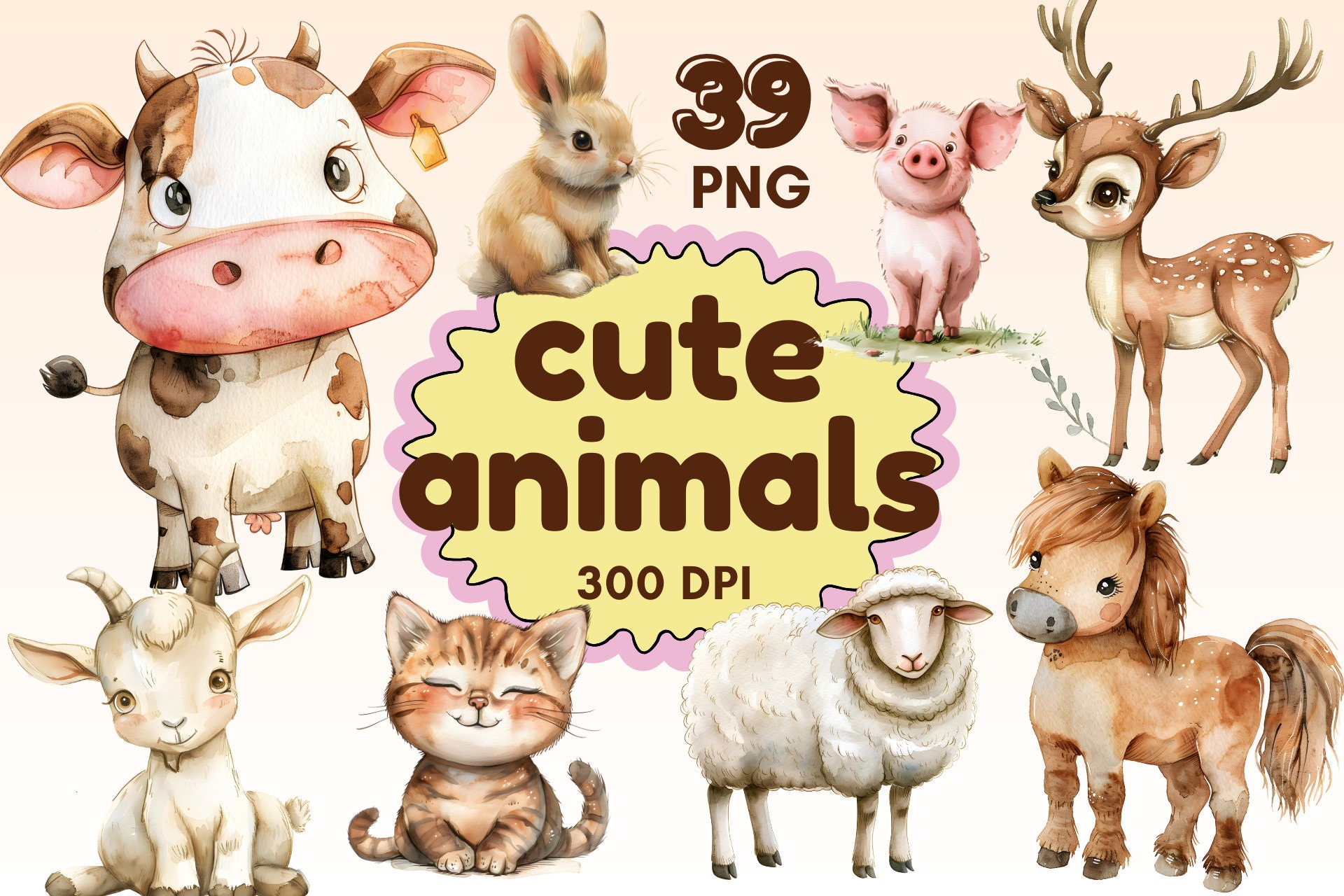 Cute Animals Clip Art, Digital Download, Commercial Use - Etsy