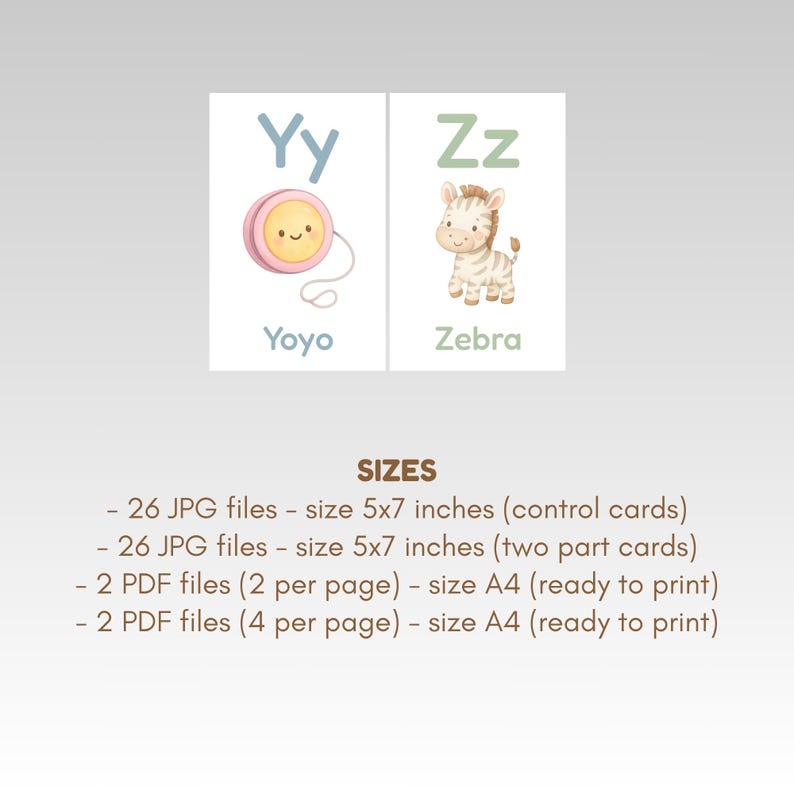 Kawaii A–Z Alphabet Flashcards | ABC Printable Cards | Pastel Printable ...