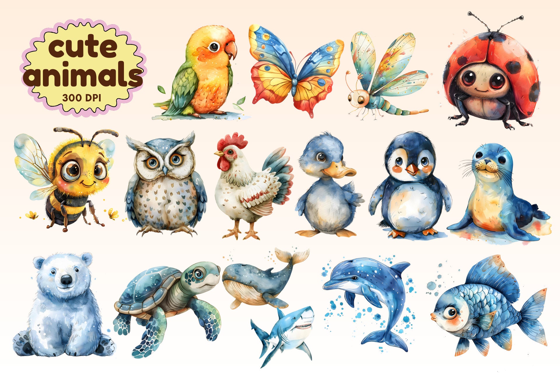 Cute Animals Clip Art, Digital Download, Commercial Use - Etsy