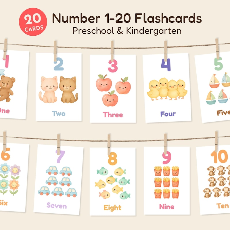 Number Flash Cards - Etsy