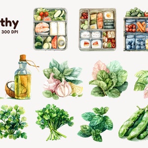 Healthy Food Watercolor Clip Art Set, Commercial Use - Etsy