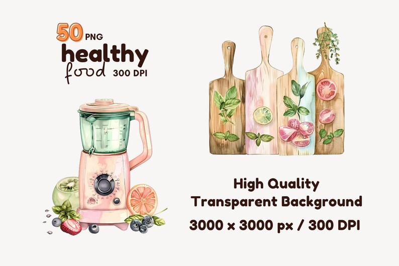 Healthy Food Watercolor Clip Art Set, Commercial Use - Etsy