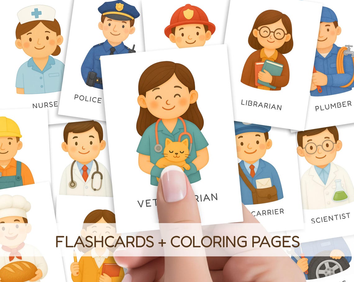Community Helpers Learning Pack, Career Flashcards & Coloring Pages ...