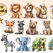 Cute Animal Clipart, 39 PNG Illustrations, Commercial Use (digital ...