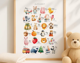 Alphabet Poster A–Z, Kids ABC Wall Art, Printable Nursery Decor - Etsy