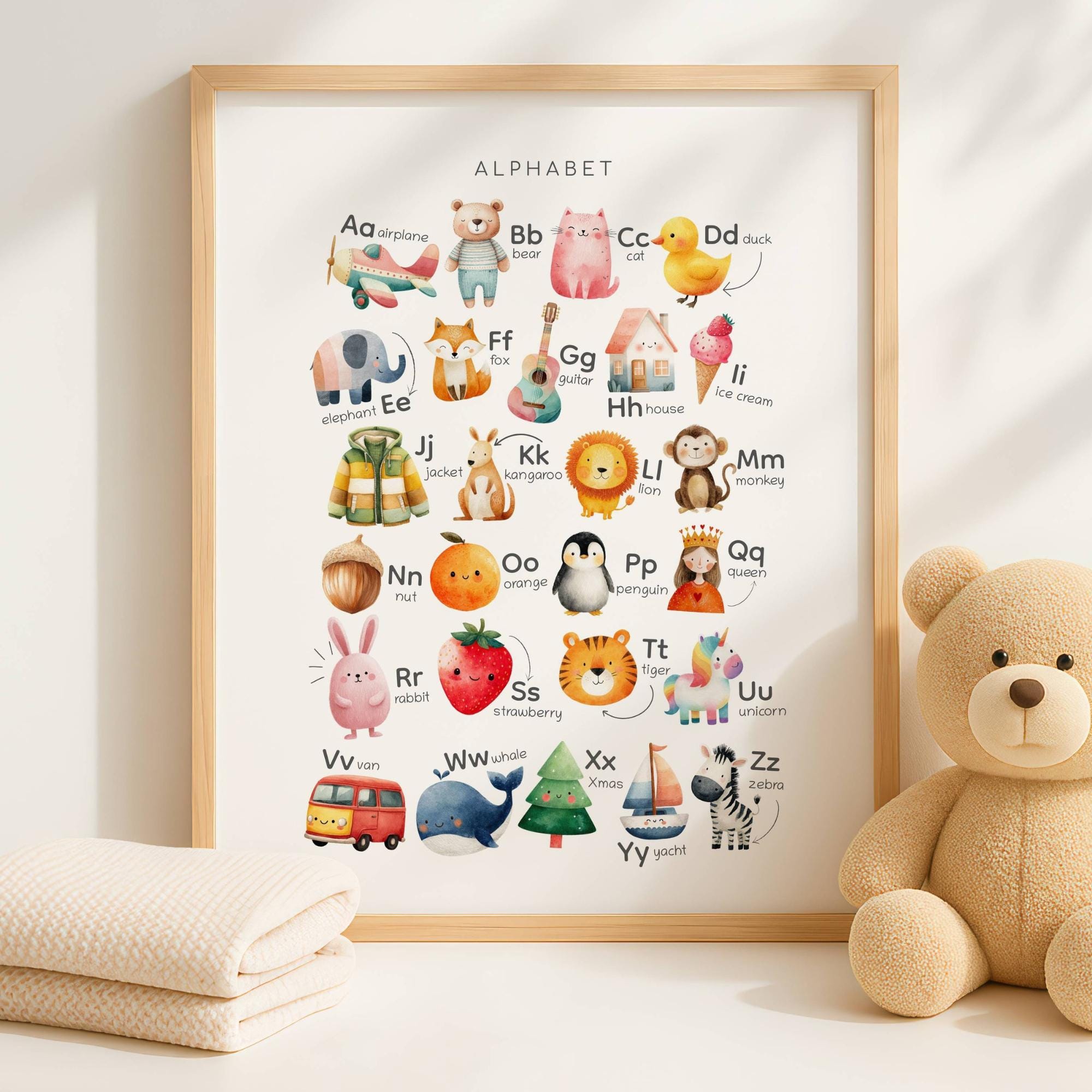 Alphabet Poster A–Z, Kids ABC Wall Art, Printable Nursery Decor - Etsy