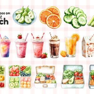 Watercolor School Lunch Clip Art, Cafeteria Download, Classroom Decor ...