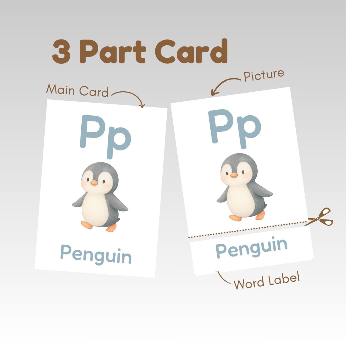 Pastel ABC Flashcards, Kawaii Alphabet With Illustrations, Digital ...