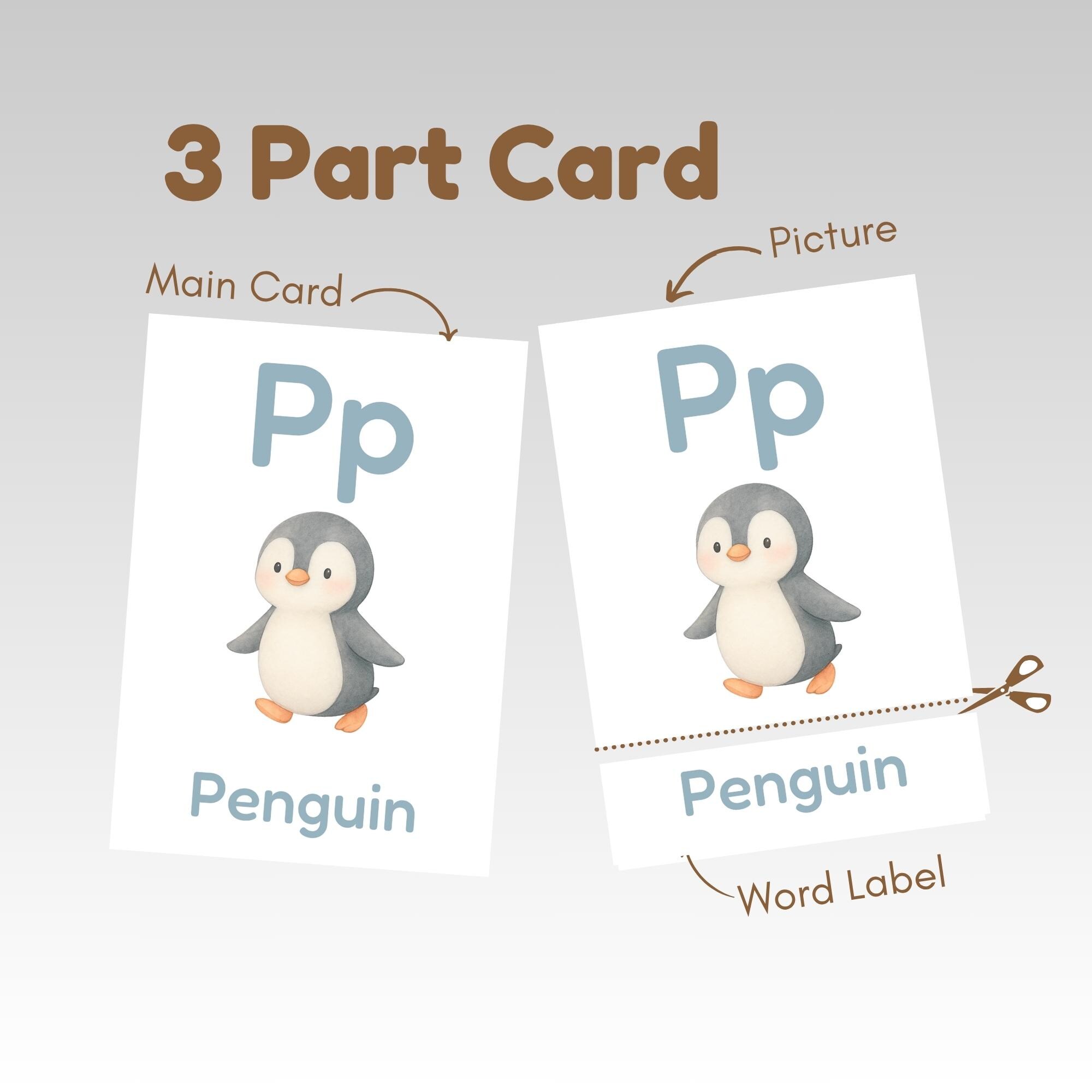 Pastel ABC Flashcards, Kawaii Alphabet With Illustrations, Digital ...