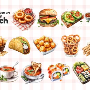 Watercolor School Lunch Clip Art, Cafeteria Download, Classroom Decor ...