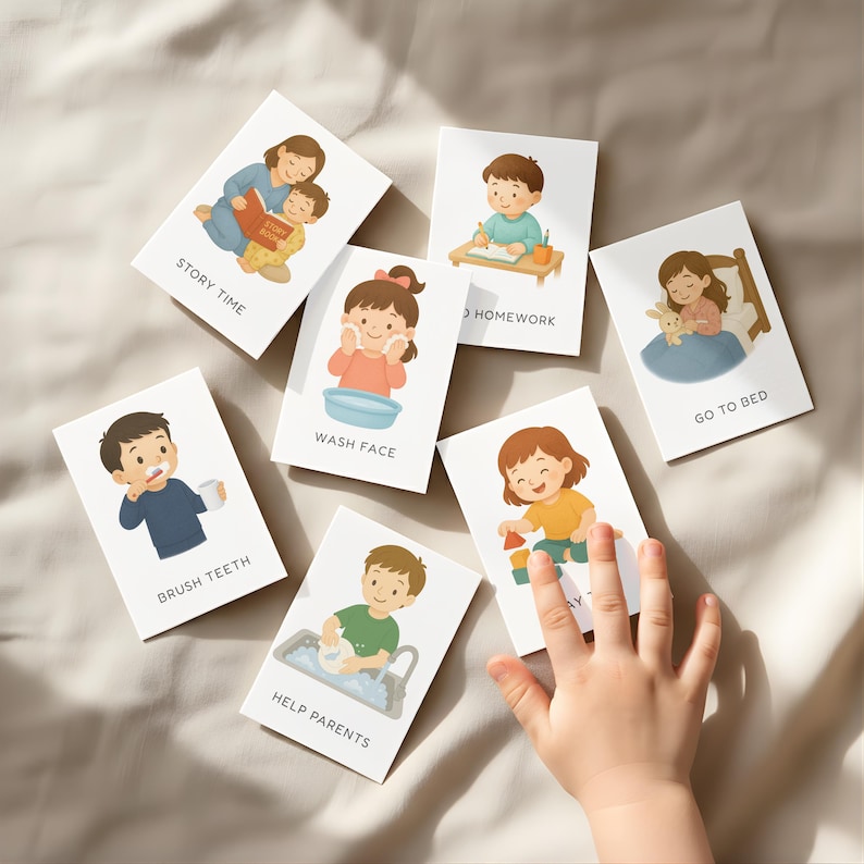 Kids Routine Flashcards Printable, Preschool Daily Activities, Morning ...
