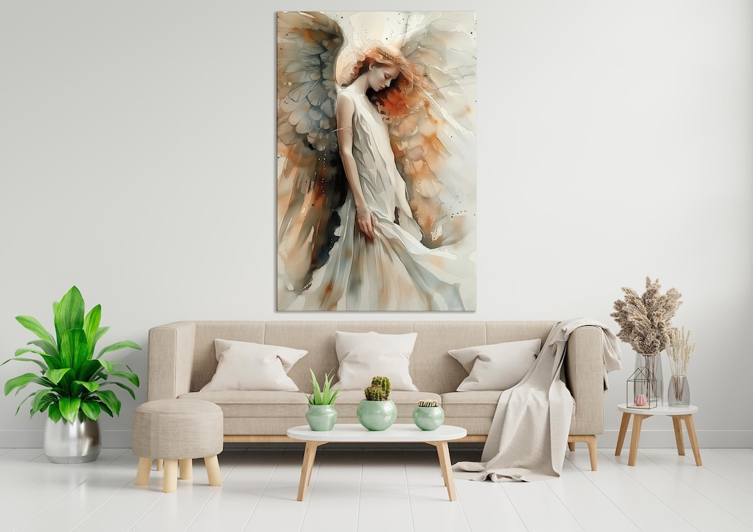 Beautiful Woman Angel Canvas Print Angel Wings Print Religious Wall Art ...