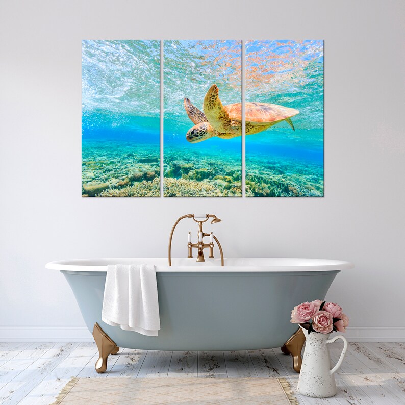 Sea Turtle Canvas Print Ocean Art Sea Print Turtle Canvas Nature Print ...