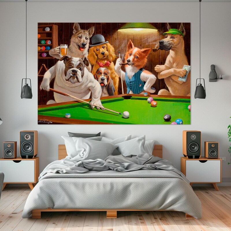 Dogs Playing Pool - Etsy